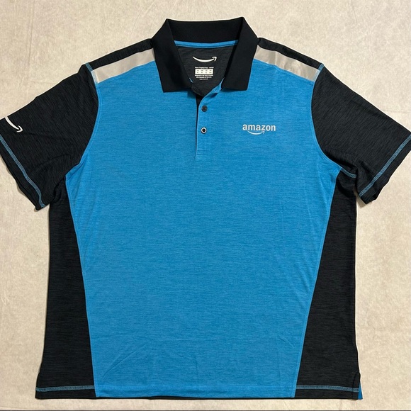 Amazon | Shirts | Amazon Blue Reflective Tropical Polo Delivery ...